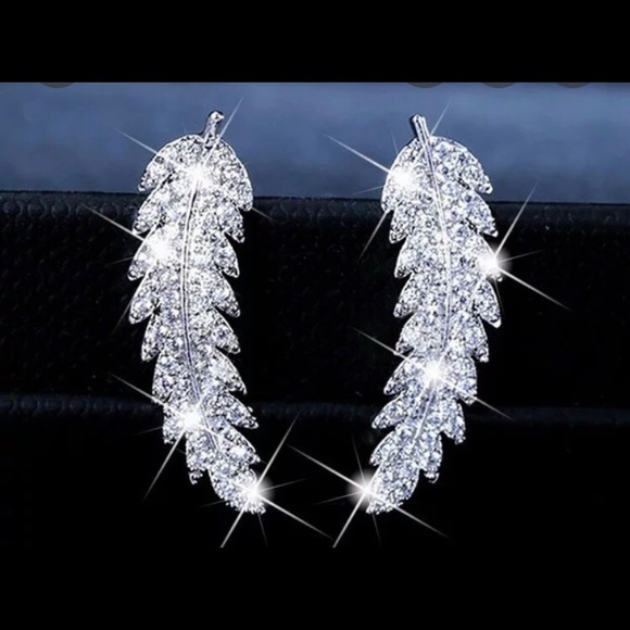 Jewelry | New Rhinestone Silver Feather Ear Crawlers | Poshmark